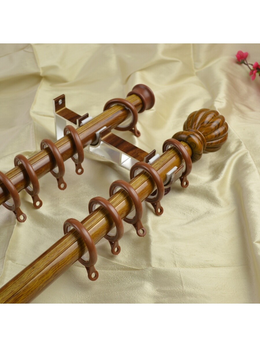 QYT2221 28mm Super Thick Wood Grain Aluminum Alloy Double Curtain Rod ...