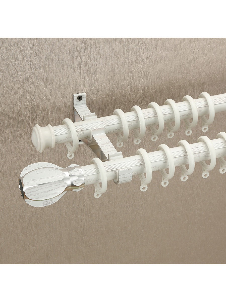 QYT2721 28mm Super Thick Wood Grain Round Double Curtain Rod Set Metal ...