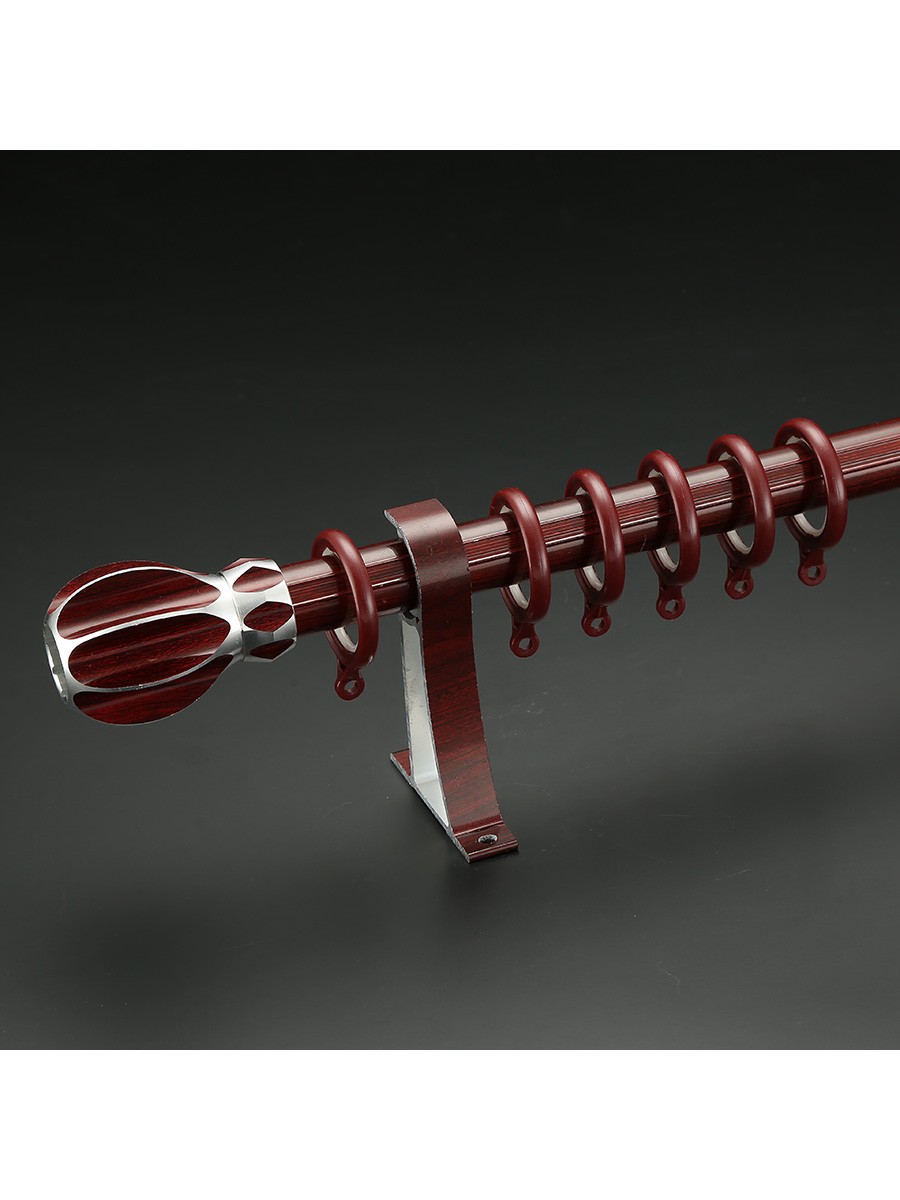 QYT2720 28mm Super Thick Wood Grain Round Single Curtain Rod Set Metal ...