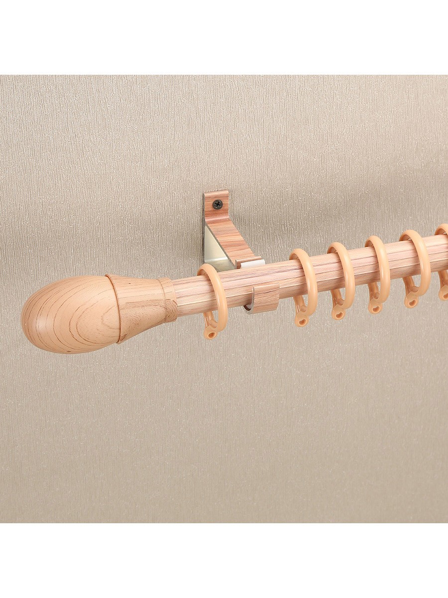 QYT2920 28mm Colorful Wood Grain Single Curtain Rod Set Egg Finial ...