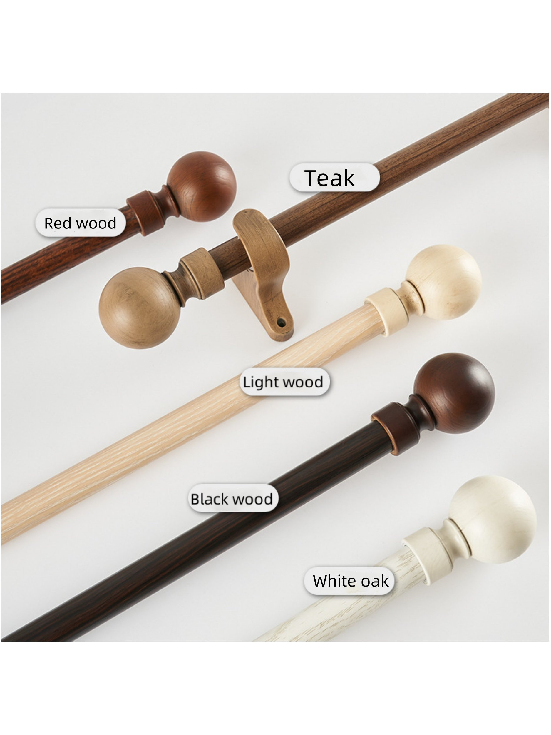 Wood Finish Single/Double Luxury Curtain Rods With Brackets - Curtains ...