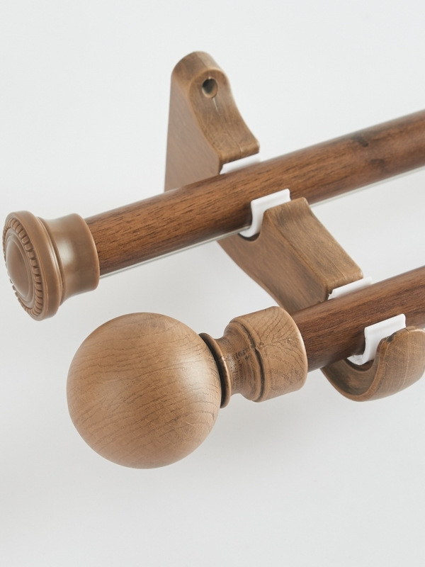 Wood Finish Single/Double Luxury Curtain Rods With Brackets - Curtains ...