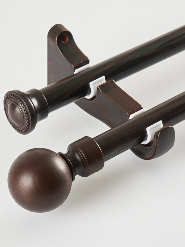 Wood Finish Single/Double Luxury Curtain Rods With Brackets - Curtains ...