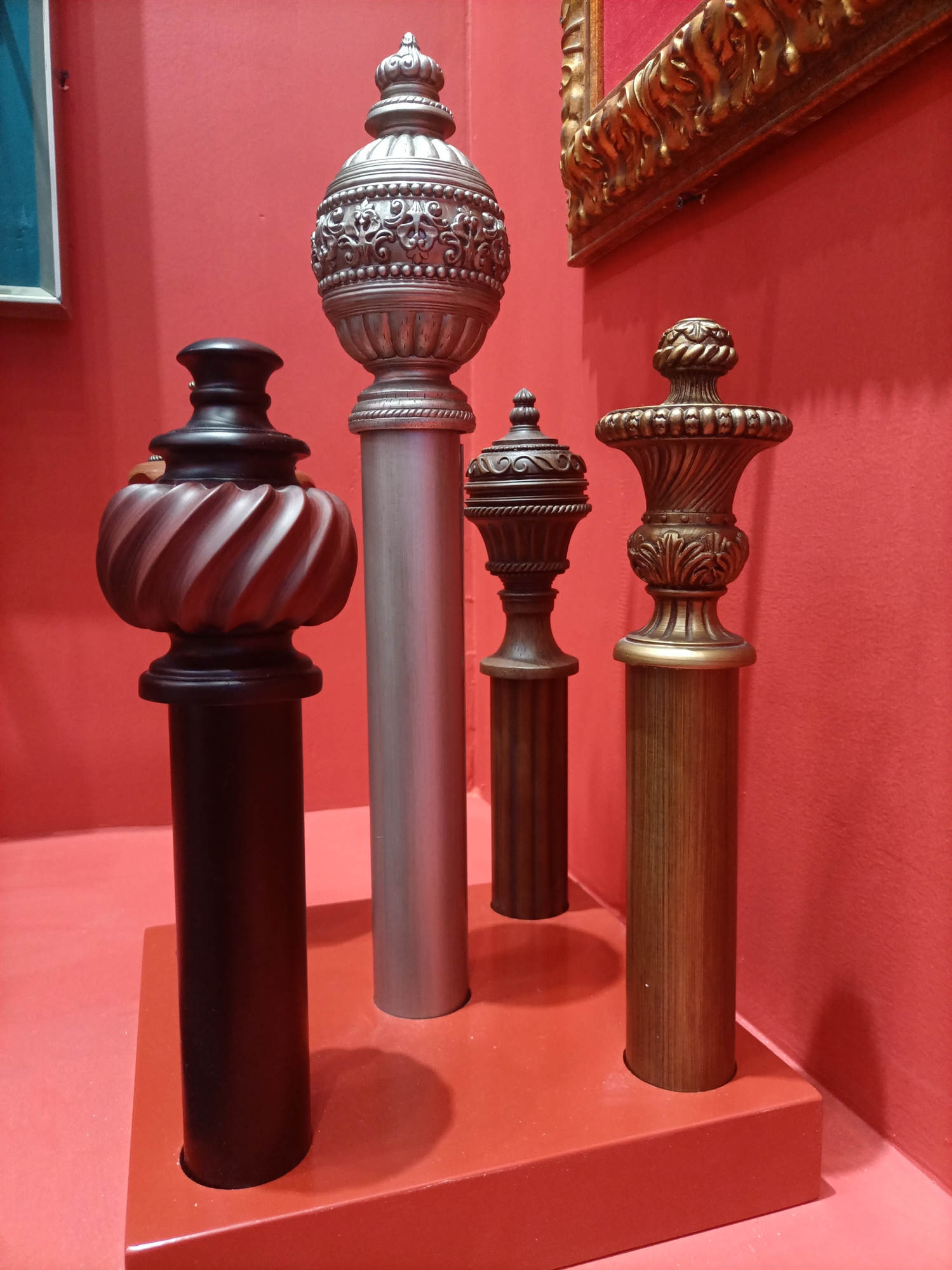 QYT68 Solid Black Wood 50mm Timber Curtain Rods With Brackets ...
