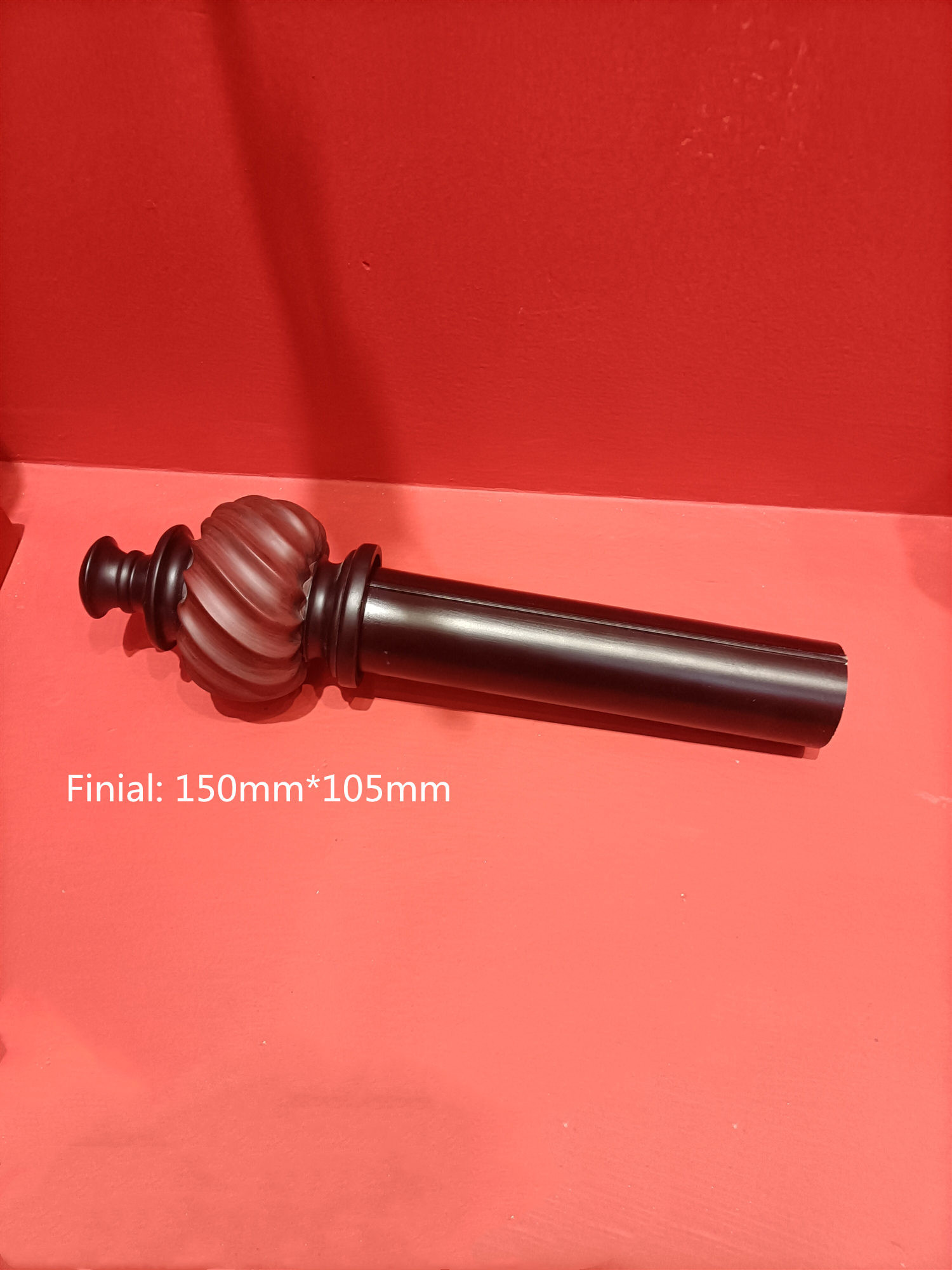 QYT68 Solid Black Wood 50mm Timber Curtain Rods With Brackets ...