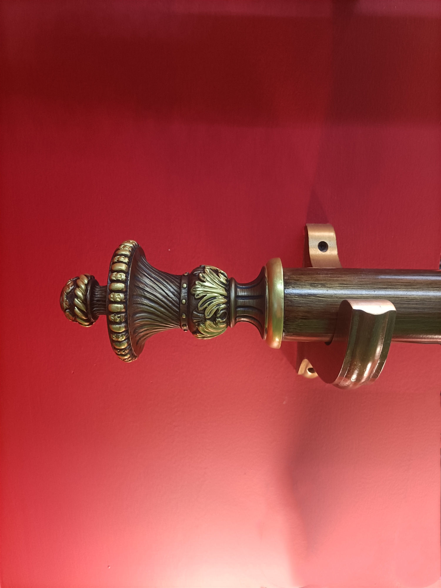 QYT69 50mm Wooden Poles And Black Walnut Wood Drapery Hardware ...