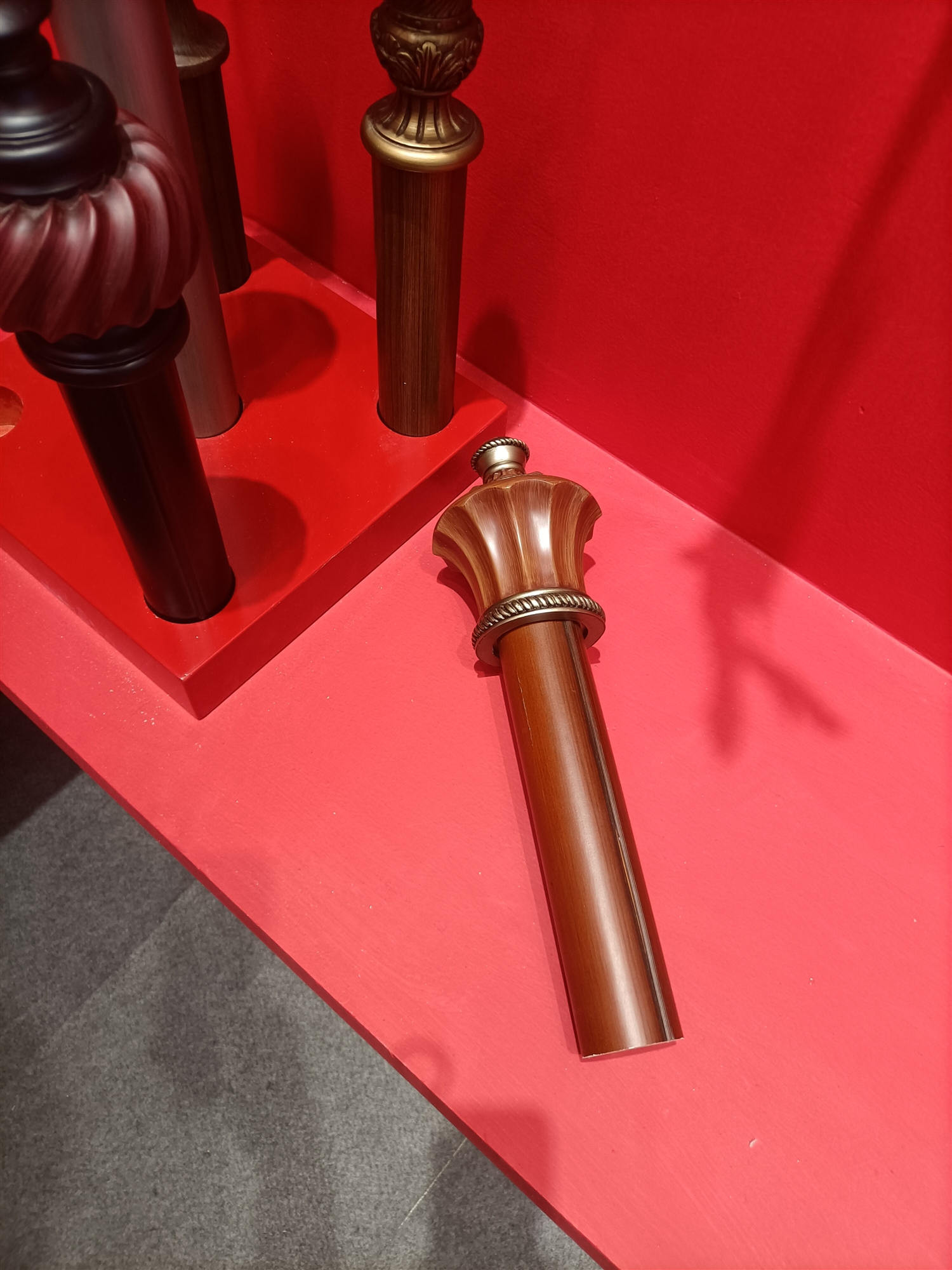 QYT72 Custom 50mm Timber Curtain Rods With Hardware Red Wood ...