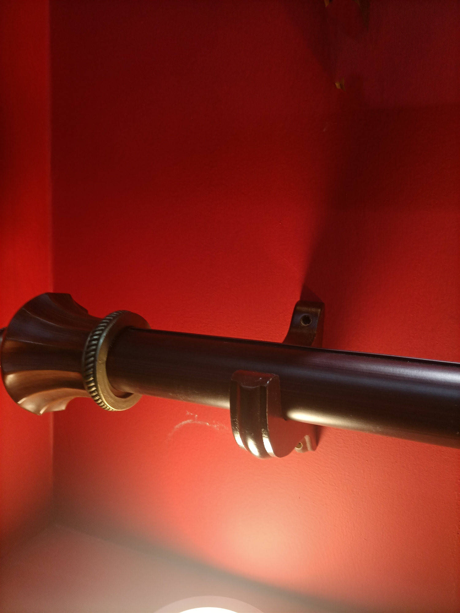 QYT72 Custom 50mm Timber Curtain Rods With Hardware Red Wood ...