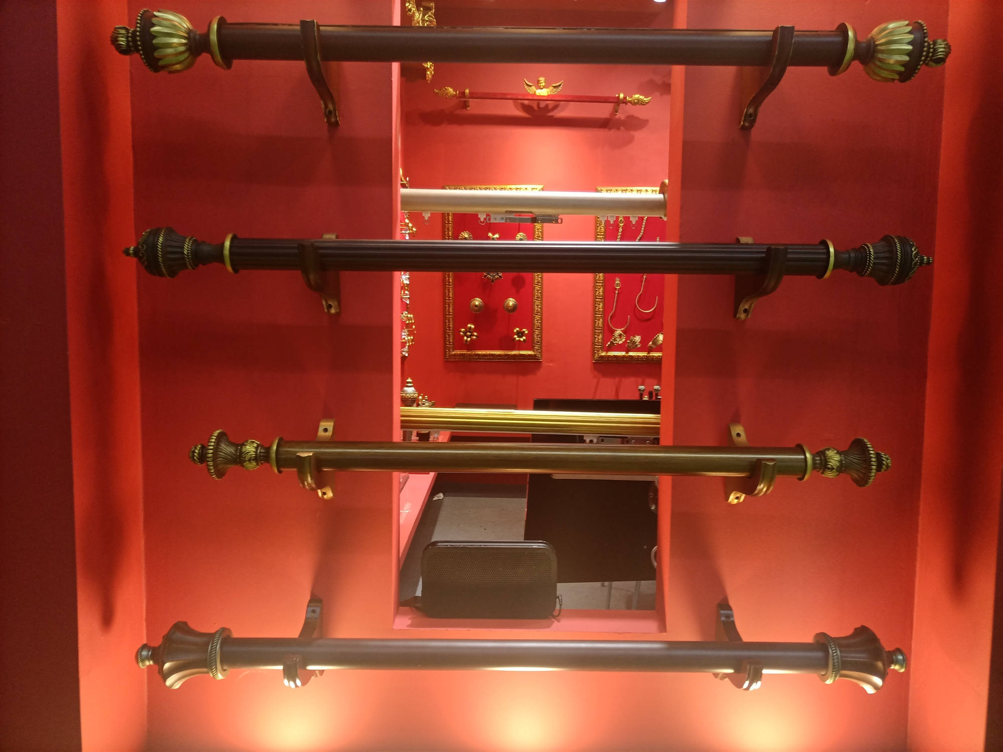 QYT72 Custom 50mm Timber Curtain Rods With Hardware Red Wood ...