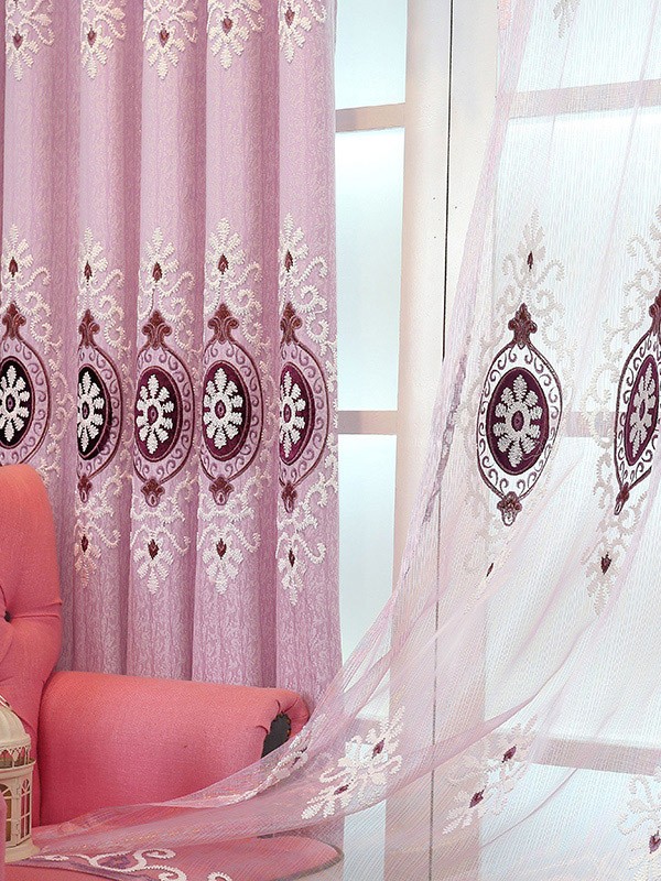 Baltic Embroidered European style Purple Brown Blue color Floral ...