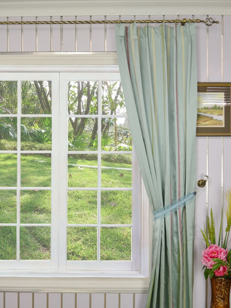 QYX104AJ Mirage Embroidered Striped Single Pinch Pleat Curtains ...